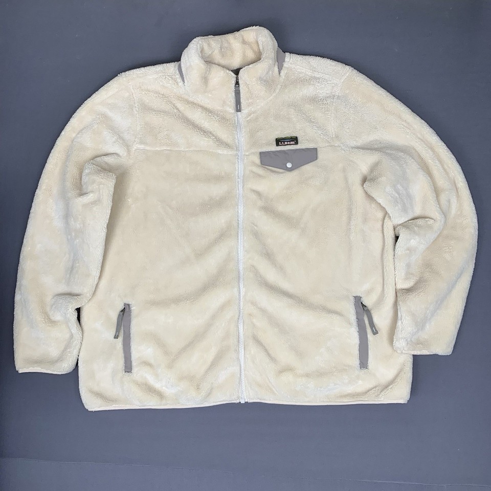 L.L.Bean Hi-Pile Fleece Full Zip Sweater Jacket Men’s Size 3XL, Cream ...