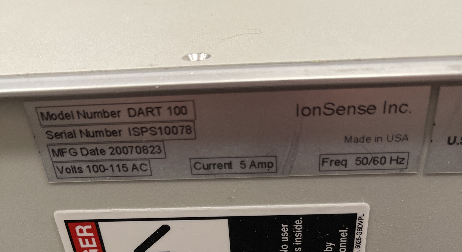 IonSense Dart 100 Direct Analysis in Real Time Mass Spectrometry HPLC ...