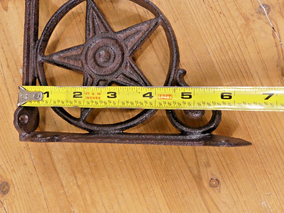 2 Cast Iron Star Brackets Garden Braces Shelf Bracket RUSTIC Mantle ...