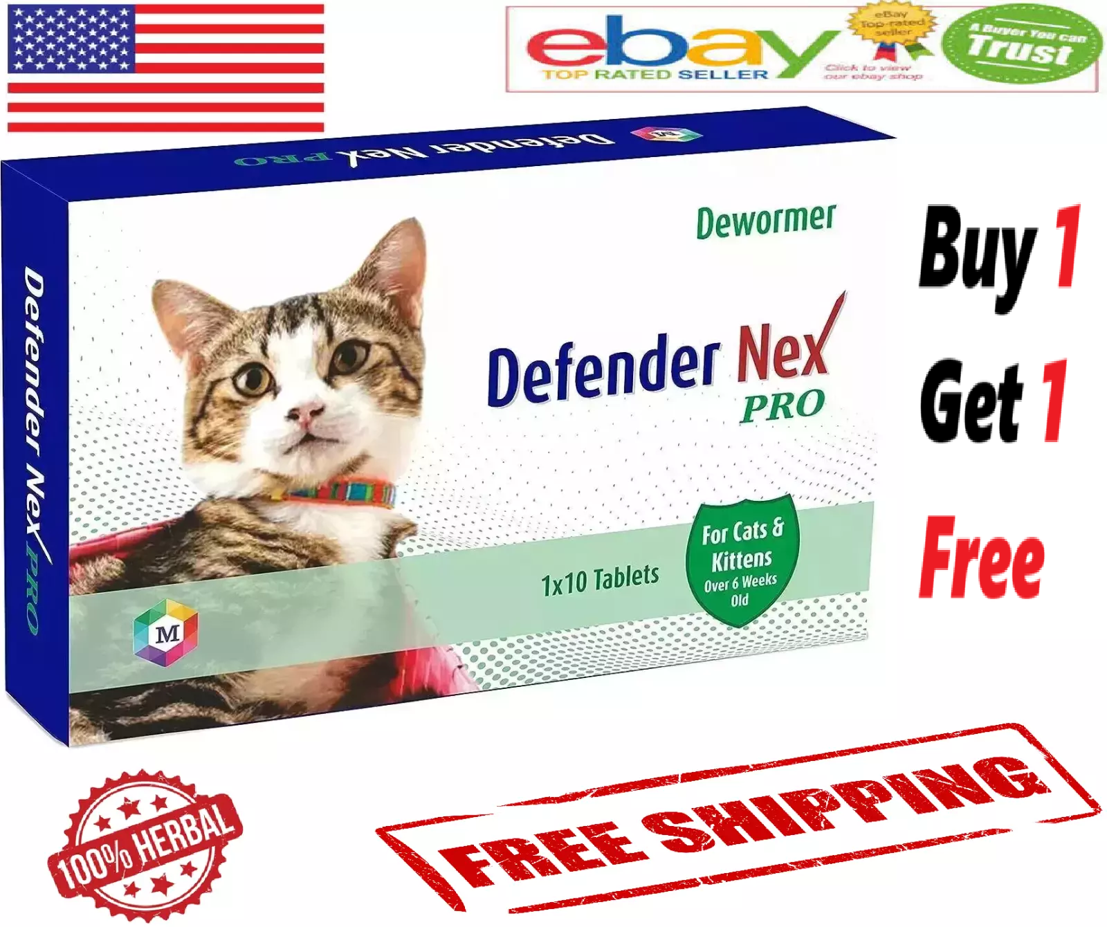Defender Nex Pro 10 Tabs For Cat of All Life Stages (BUY 1 GET 1 FREE ...