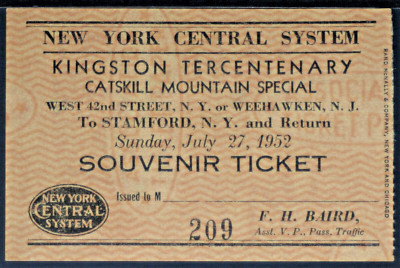 New York Central System - Ticket For Kingston Tercentenary 1952 PASS354 ...