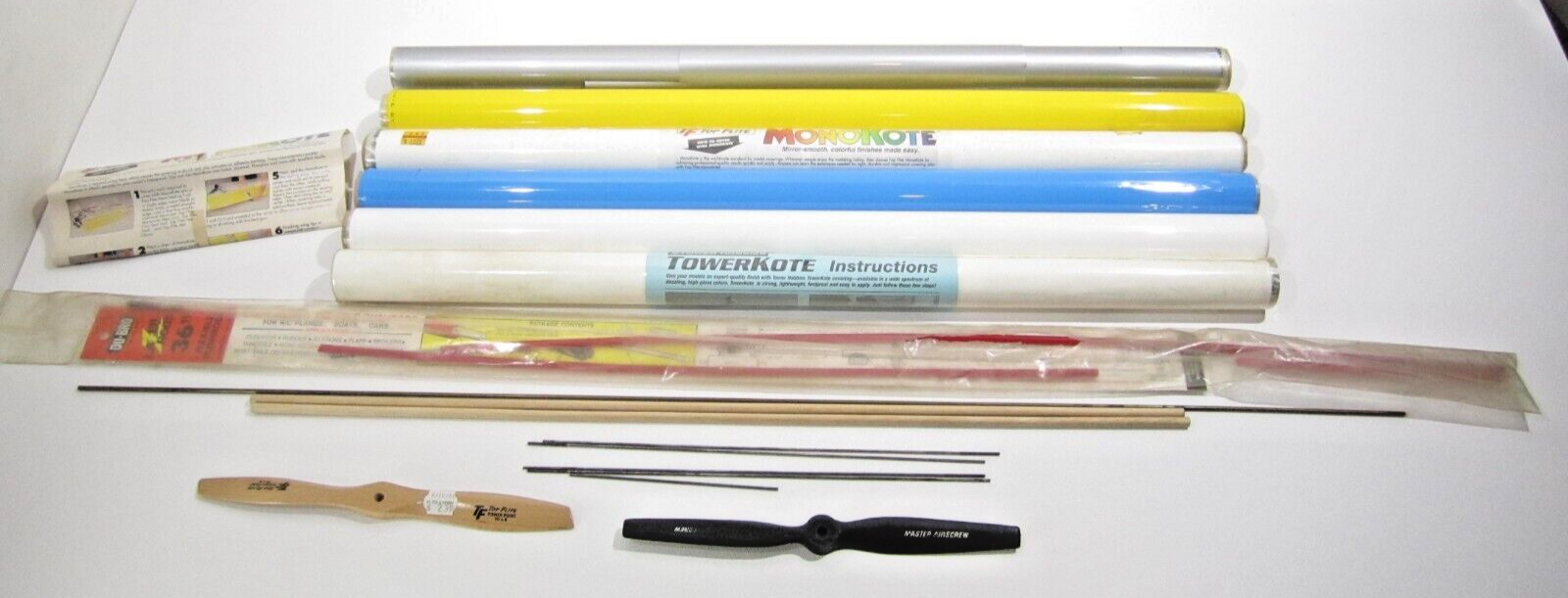 Vintage Lot Top Flite Monokote Towerkote Covering + Rods, Props RC ...