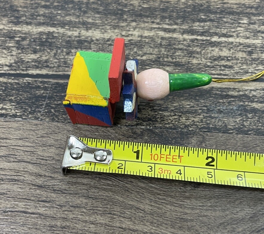 Vintage 1.75" Wooden Jack In The Box Ornament Hand Painted Clown Spring ...