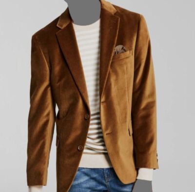 $296 Alfani Men's Brown Slim-Fit Solid Velvet Blazer Suit Coat Jacket Size 40L | eBay