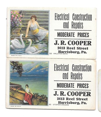 Vintage Business Card blotter pair JR COOPER ELECTRICAL REPAIRS ...
