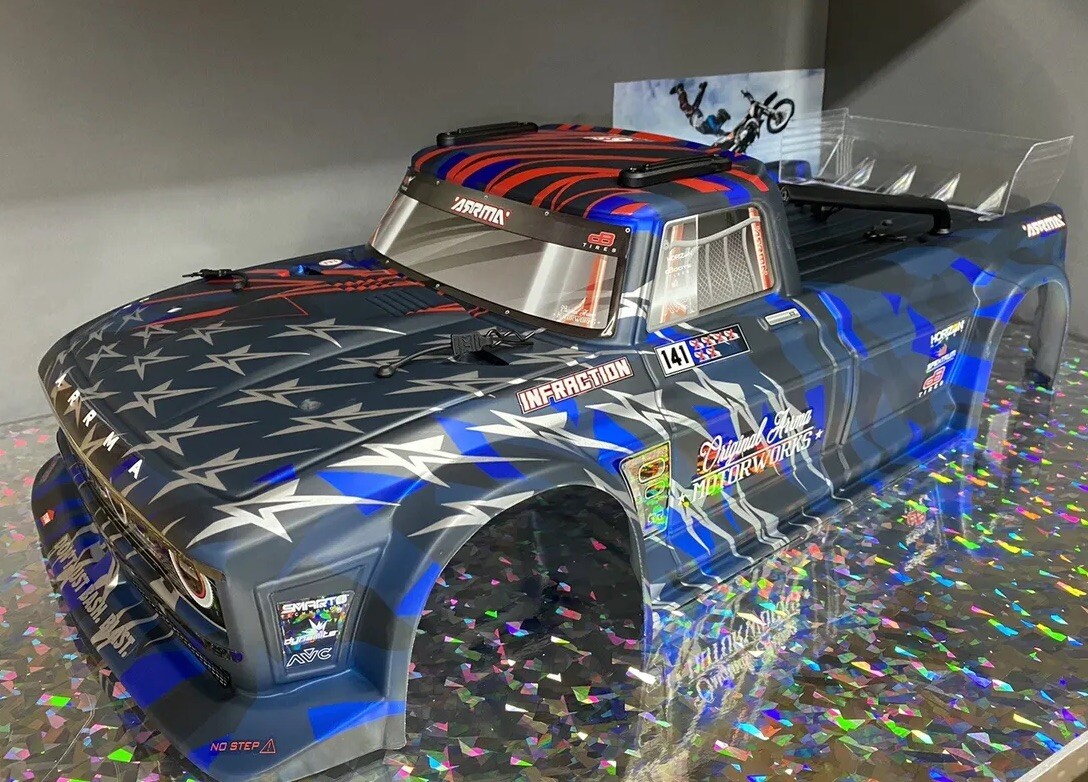 ARRMA INFRACTION V2 body blue complete wing clips retainers shell ...