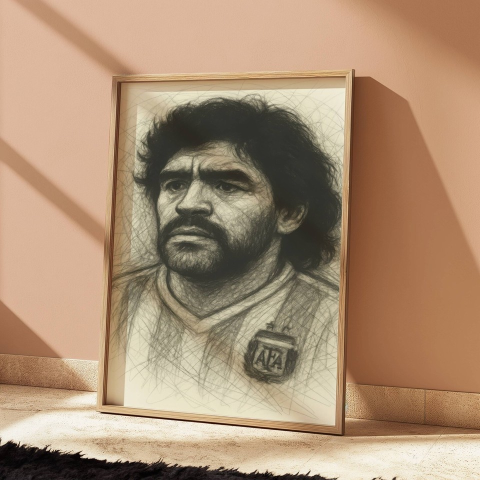 MARADONA DRAWING PRINT SKETCH 8" x 10" MARADONA ARGENTINA SOCCER PRINT ...