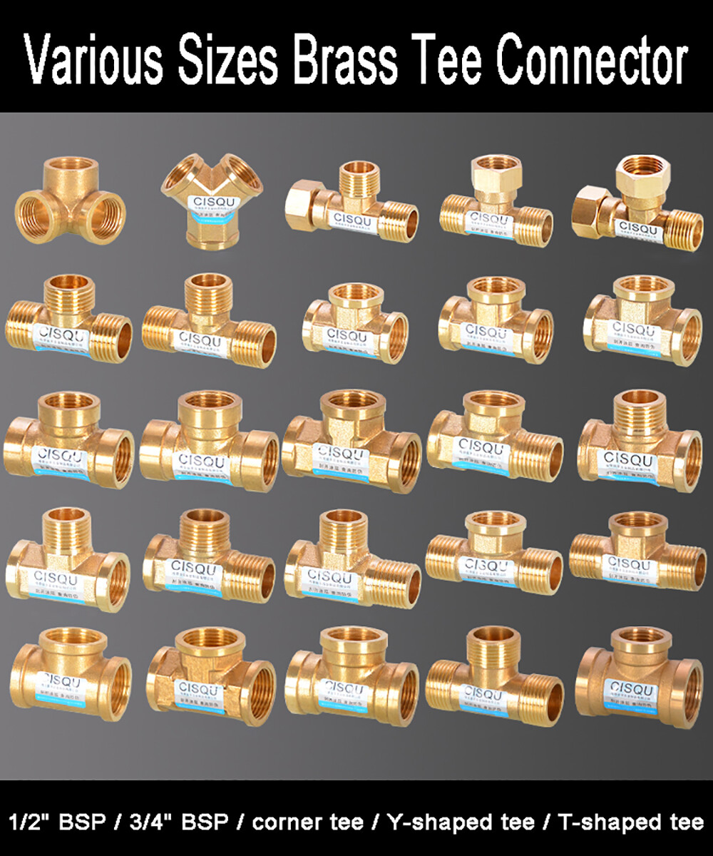 Brass T-Piece 3 Way Equal | Male/Female Thread | Tee Connector BSP Pipe ...