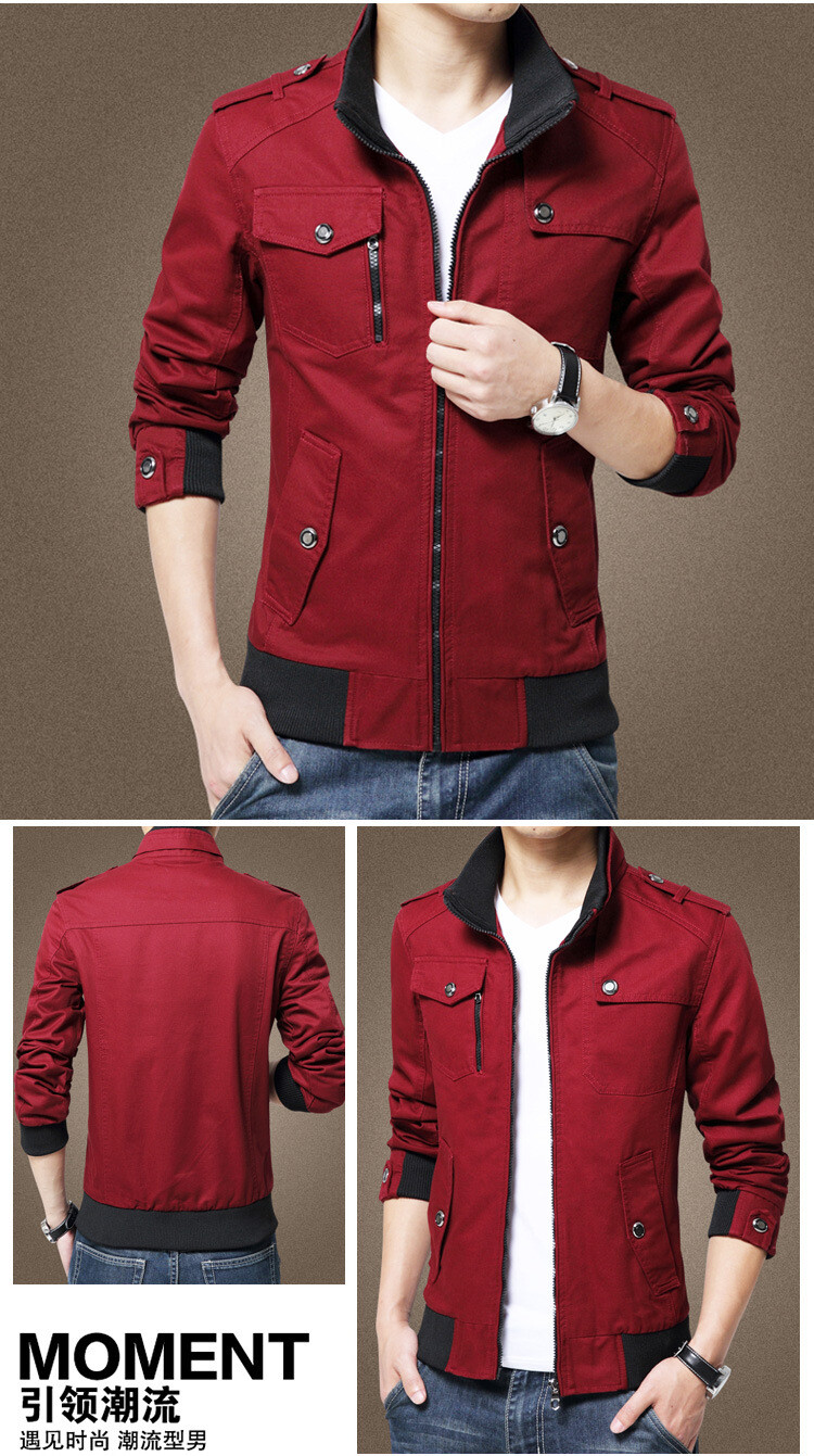 Cotton Mans Jacket Youth Fashion Stand Collar Man Top Jacket Jacket Men ...