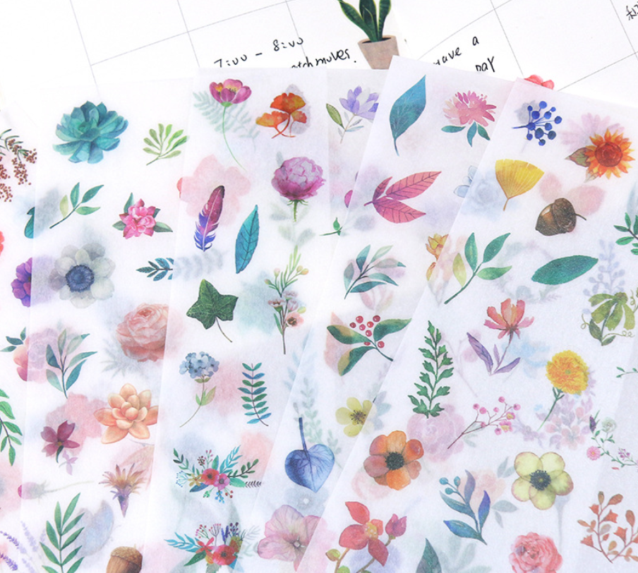 6Pcs Washi Paper Flower Plant Sticker Scrapbooking Diary Album Card ...