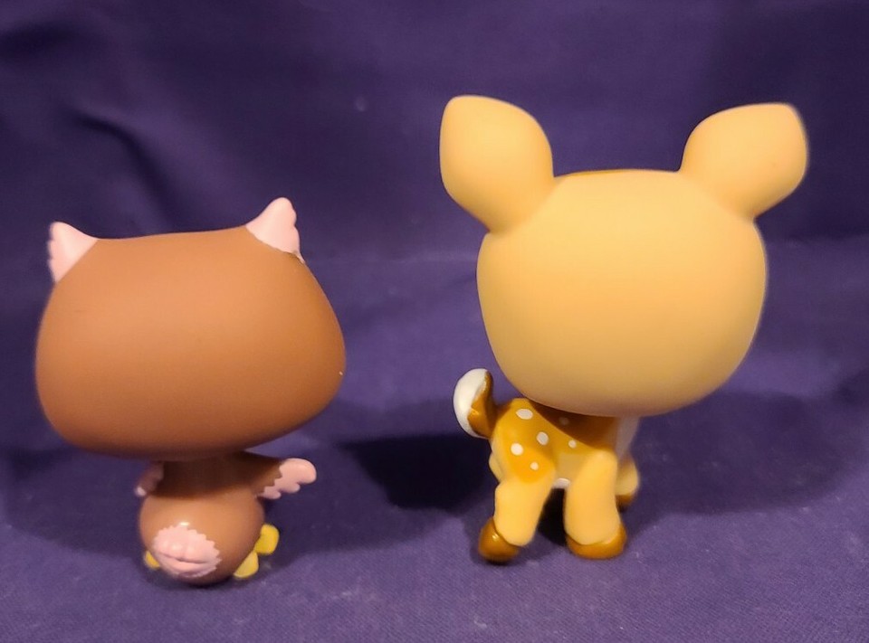 Authentic Littlest Pet Shop LPS 634 635 Deer Owl FLOWER Eyes Bambi ...