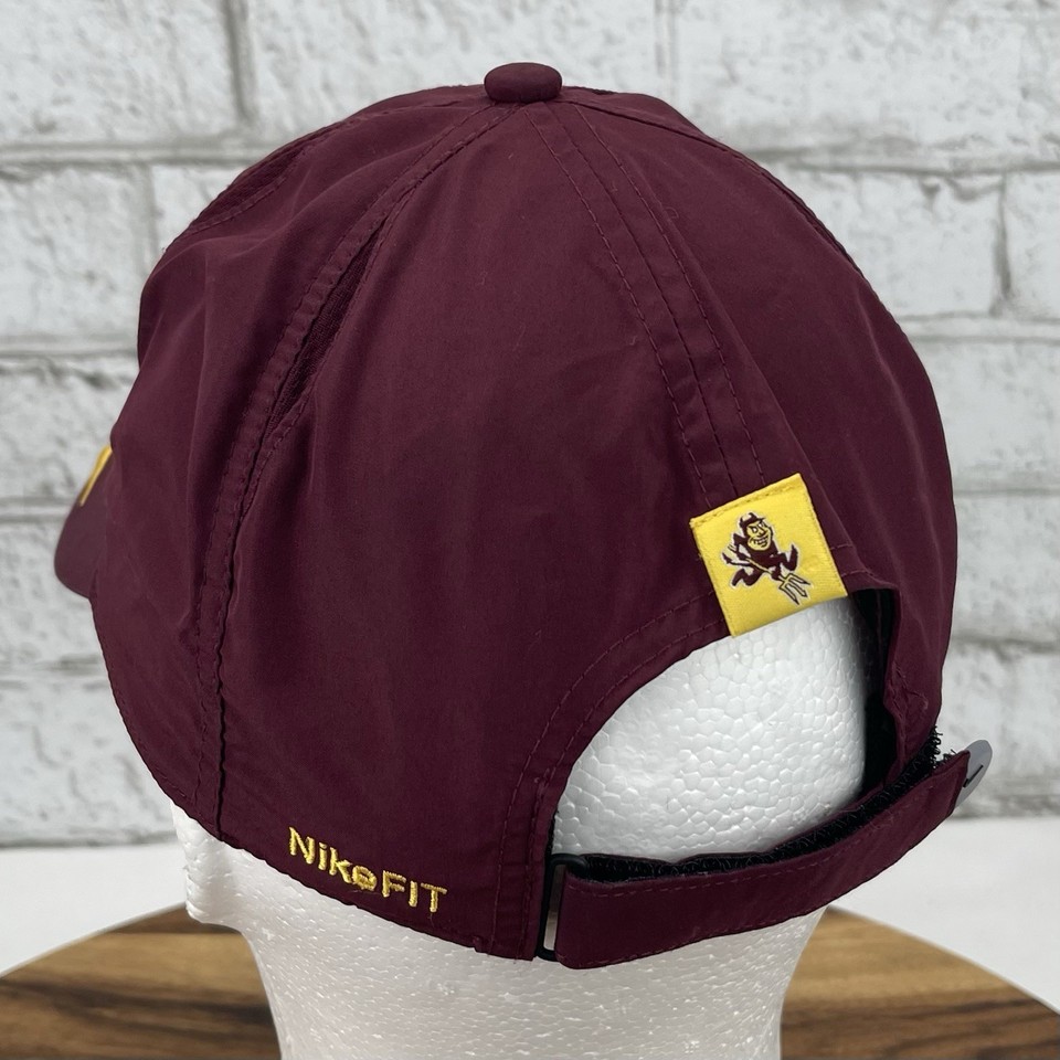 Nike Fit Dry ASU Arizona State Sun Devils Burgundy Adjustable Strap Hat ...