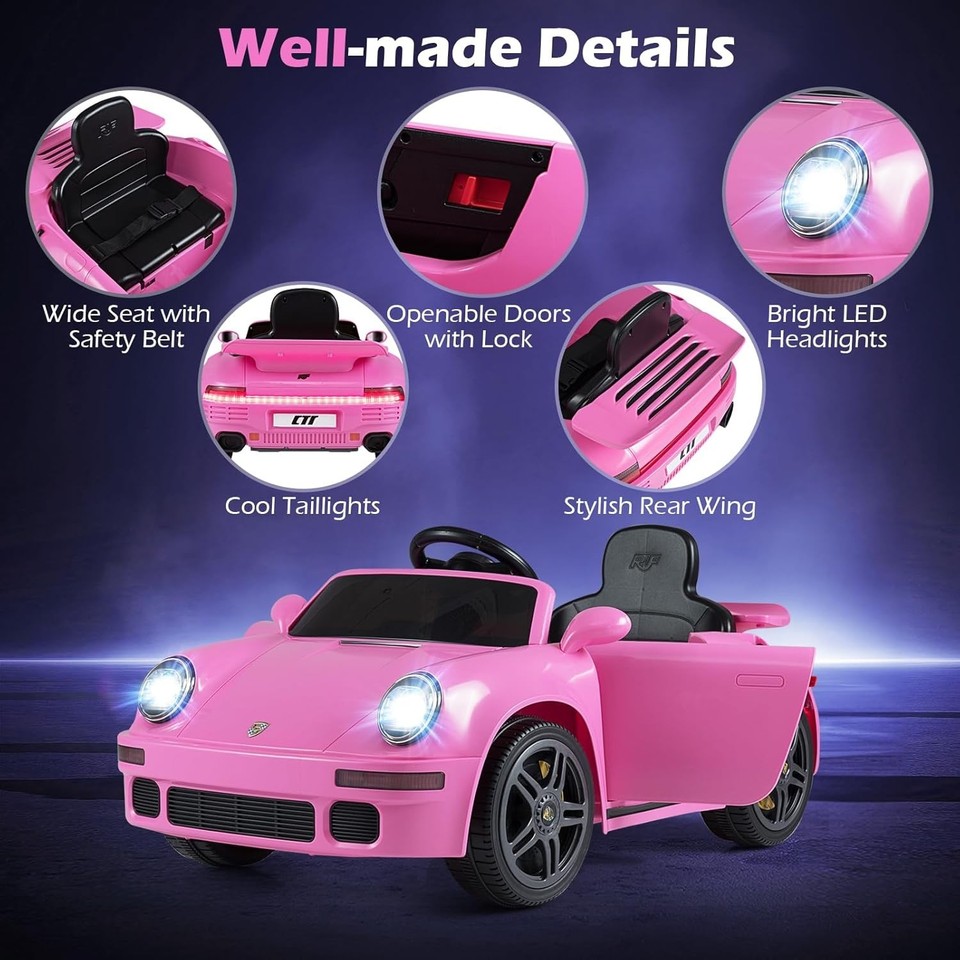 Ride on Car, 12V Licensed RUF CTR Kids' Electric Vehicle w/Remote ...