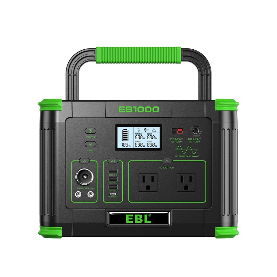 1000W/999Wh Portable Power Station Solar Generator Outdoor Camping ...