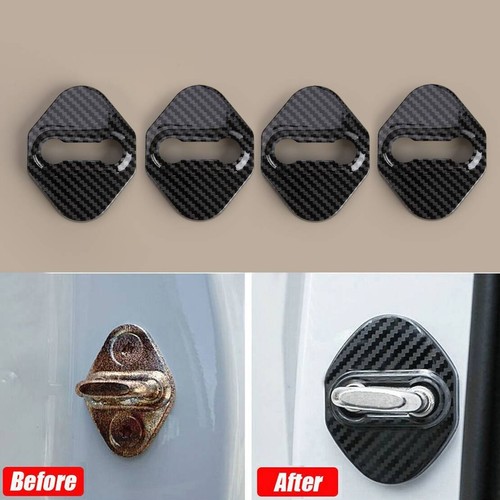 4x Carbon Fiber Style Door Lock Striker Cover Trims Fit For Toyota ...