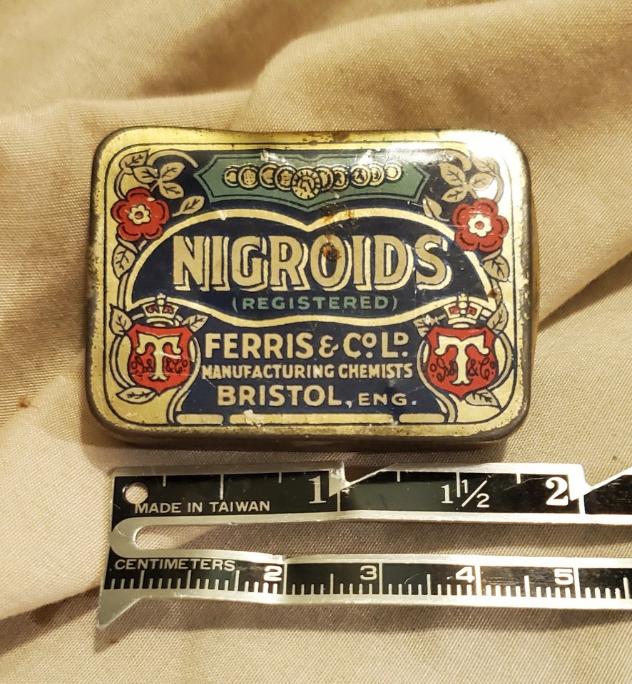 Vtg Rare Nigroids Ferris Throat Lozenges Pre-WWII Tin Box England W ...