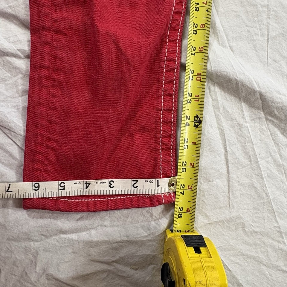 Miss Me Red Skinny 29 Jeans Womens White Saddle Stitch Cabernet Low-Med ...