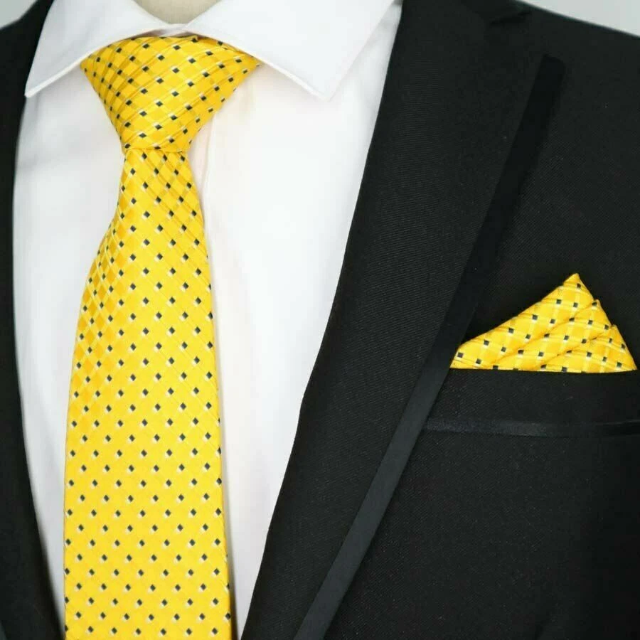 Black Suit Yellow Tie Wedding