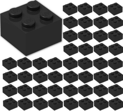 ☀️50x NEW LEGO 2x2 BLACK Bricks (# 3003) BULK Parts City Building ...
