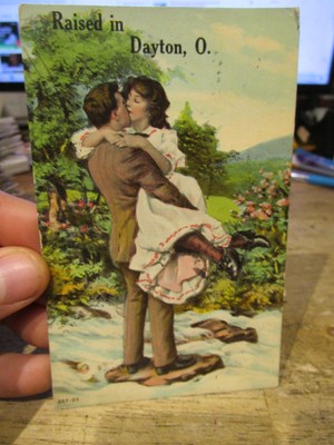 J1 Vintage Old Victorian Era OHIO Greetings Postcard DAYTON Lovers ...