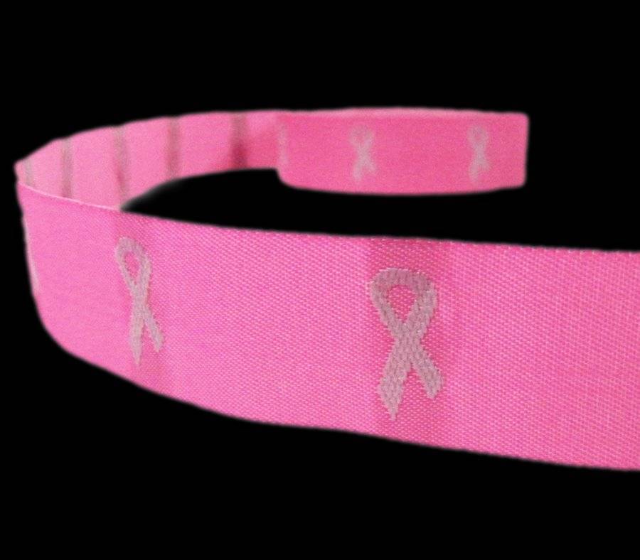 5 Yards Pink Cancer Awareness Ribbon Woven Jacquard Ribbon Trim 7/8"W ...
