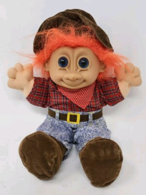 VTG Troll Doll Russ Berrie Plush Buckaroo Cowboy Orange Hair Soft Body ...
