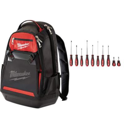 Milwaukee Tool Backpack 10" Tool Storage Zippered Top w/ 11-Pcs ...