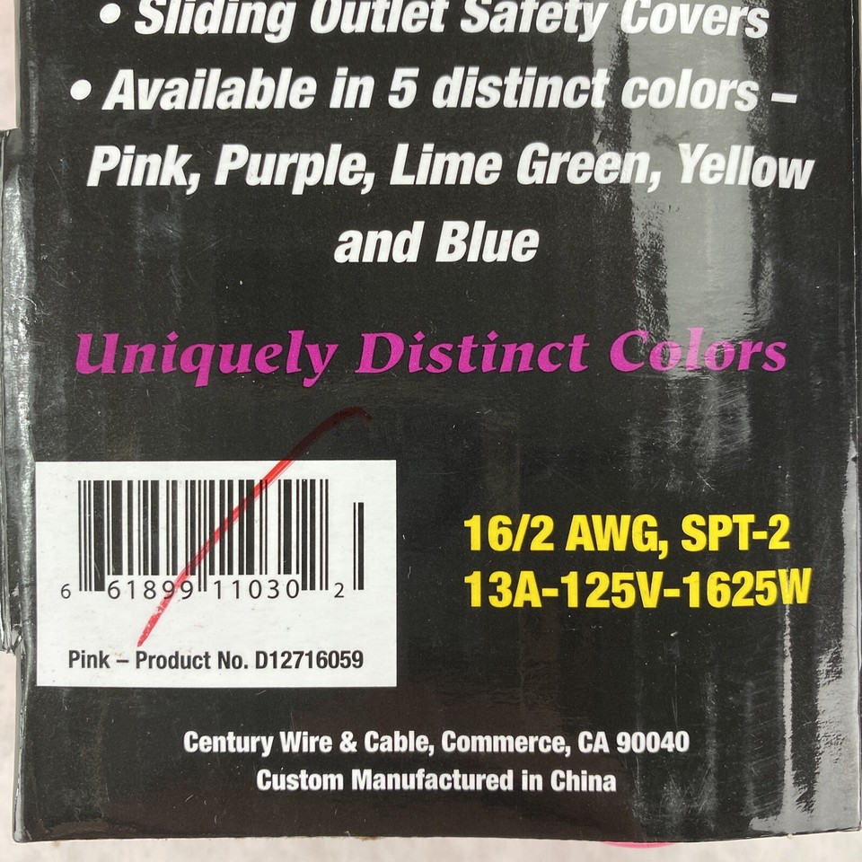 Century Wire Pro Glo 9ft Household Indoor Extension Polarized AC Power ...