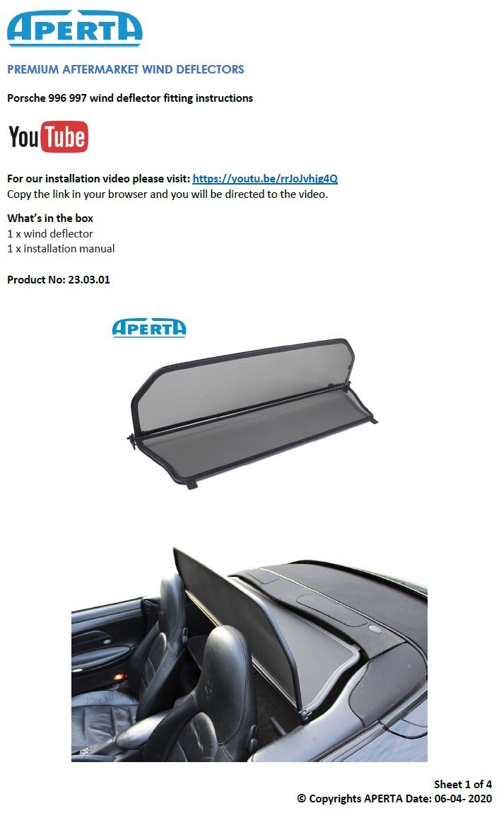 Wind Deflector for Porsche 911 996 Convertible 1997-2005 Windstop ...