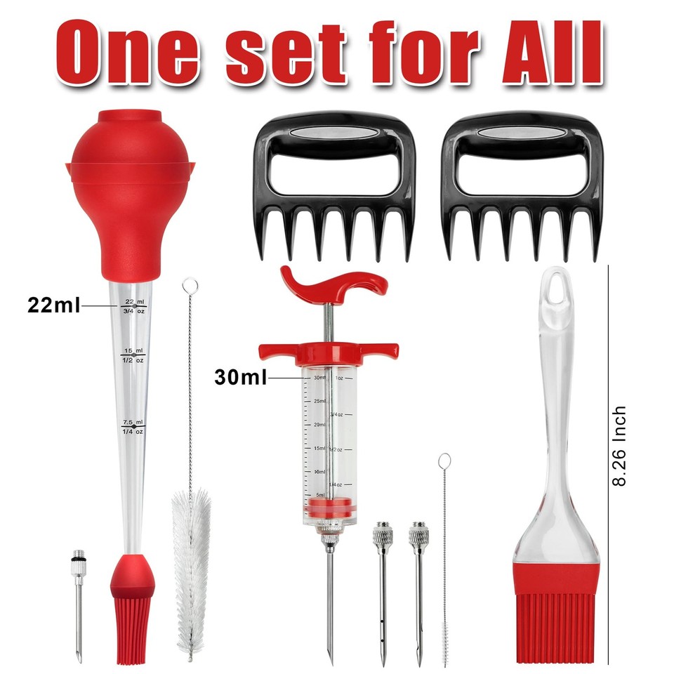 Professional Turkey Baster Meat Injector Syringe Kit, Baster for ...