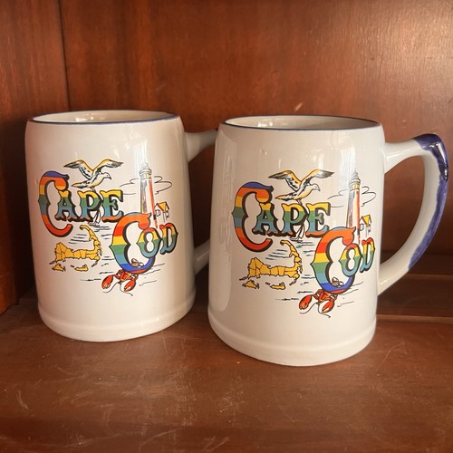 Vintage Nanco Souvenir Rainbow Cape Cod, Coffee Mug Cup Set Of 2 | eBay