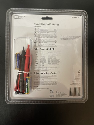 NEW Commercial Electric Technician Kit Ranging Multimeter - Outlet ...