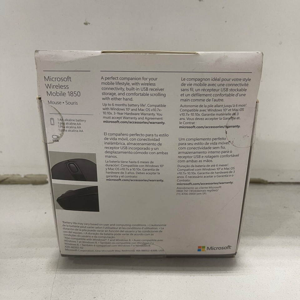 Microsoft 1850 (U7Z00001) Wireless Mobile Mouse 885370726947 | eBay