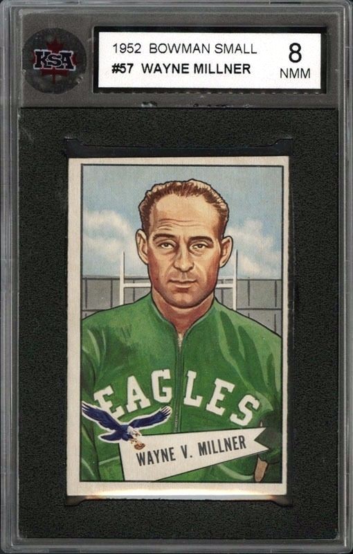1952 B0WMAN SMALL~#57~WAYNE MILLNER~PHILADELPHIA EAGLES~HALL OF FAME ...