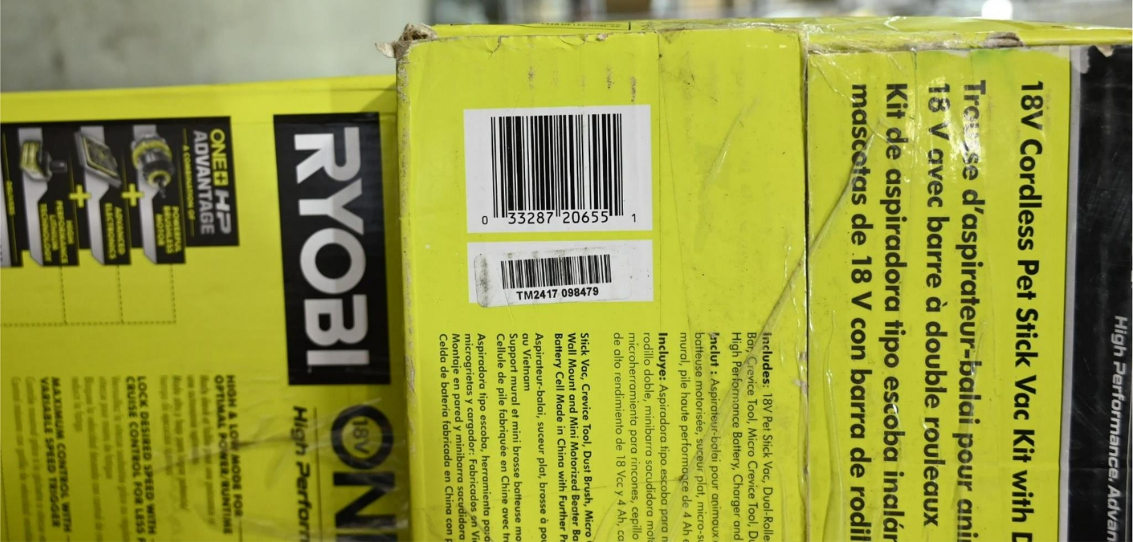 Ryobi PBLSV717K ONE+ HP 18V Cordless Pet Stick Vac w/Kit w/Dual-Roller ...