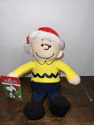 Peanuts Gang Charlie Brown Wearing Santa Hat Plush/Stuff Toy DanDee ...