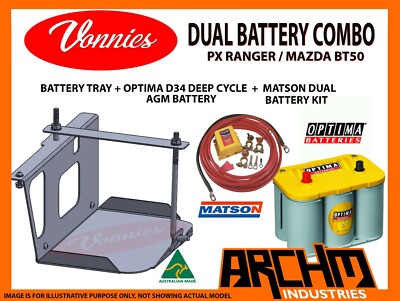 OPTIMA D34 AGM BATTERY+FORD RANGER PX1/2/3 UNDERSEAT DUAL TRAY + MASTON ...