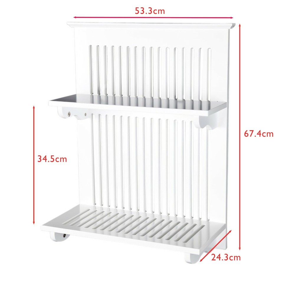 Aston Kitchen Plate Rack with Shelf, White, Wood, Wall Mounted | eBay UK