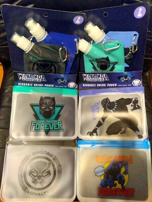 Black Panther | Snack Bundle | Reusable Snack Bag x8 + Reusable Drink ...
