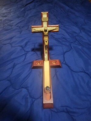 Vintage Catholic Crucifix Cross "Sick Call"Last Rites Kit 13" Tall | eBay