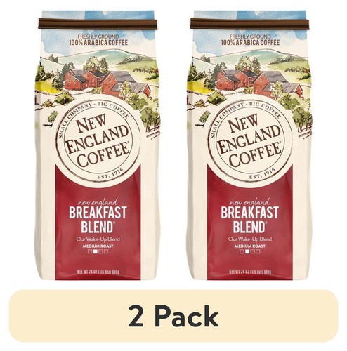 New England Coffee Breakfast Blend Ground Coffee, 24 Oz, Bag 100% ...