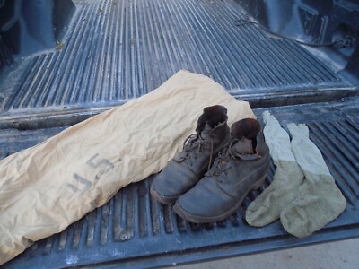OLD US MILITARY WW1 1918 PERSHING TRENCH BOOTS OLD ORIGINAL LEATHER BED ...