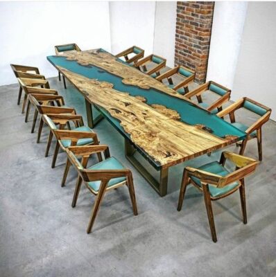 50"X100" Live Edge Epoxy table, dining, center table top live edge ...