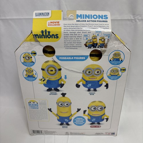4 MINIONS DELUXE Action Figures POSEABLE Minion STUART Bob KEVIN ...
