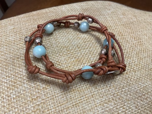 Chan Luu Green Stone Leather Wrap Bracelet Signed | eBay