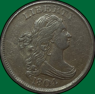 1804 Crosslet 4 No Stems C12 Draped Bust Half Cent Almost Uncirculated ...