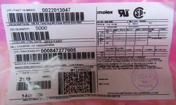 MOLEX 22-01-3047 Qty of 65 per Lot 4 Rectangular Connectors - Housings ...