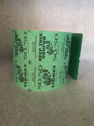 Marquee Raffle Carnival Ticket Roll Light Green "50/50 Ticket" Tickets ...