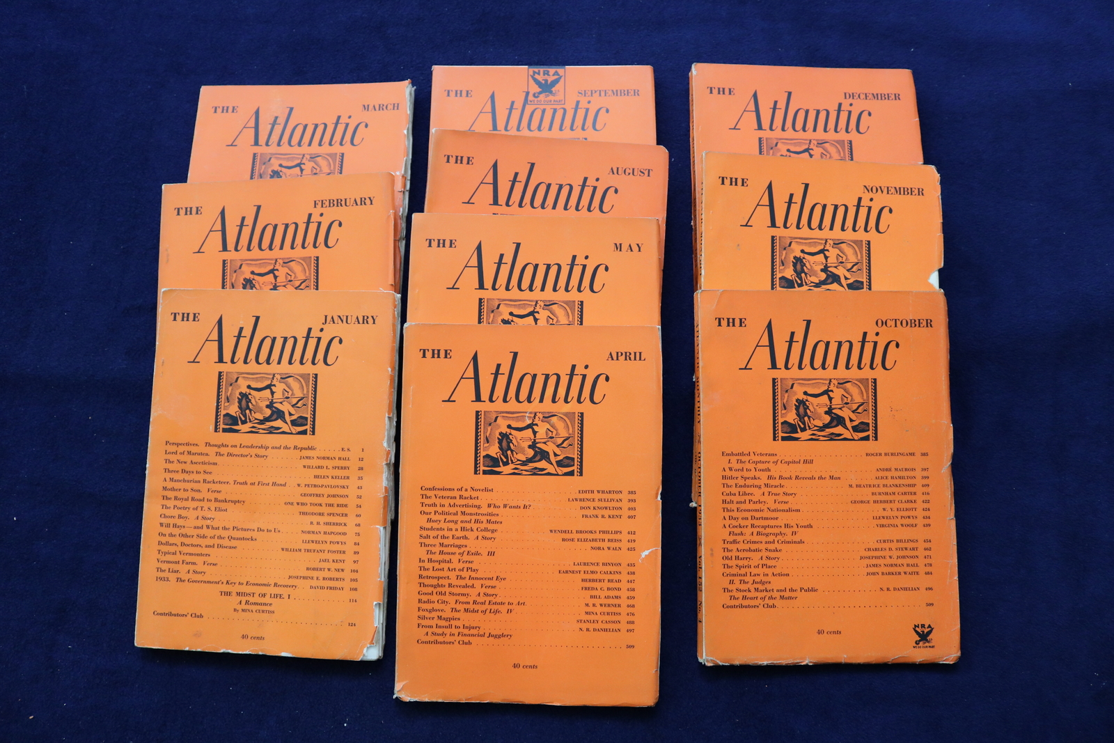 1933 THE ATLANTIC MONTHLY MAGAZINE - LOT OF 10 - O 3373 | eBay