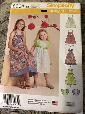 Uncut SIMPLICITY PATTERN #8064 GIRLS DRESS & BOLERO SIZE 7-14 | eBay